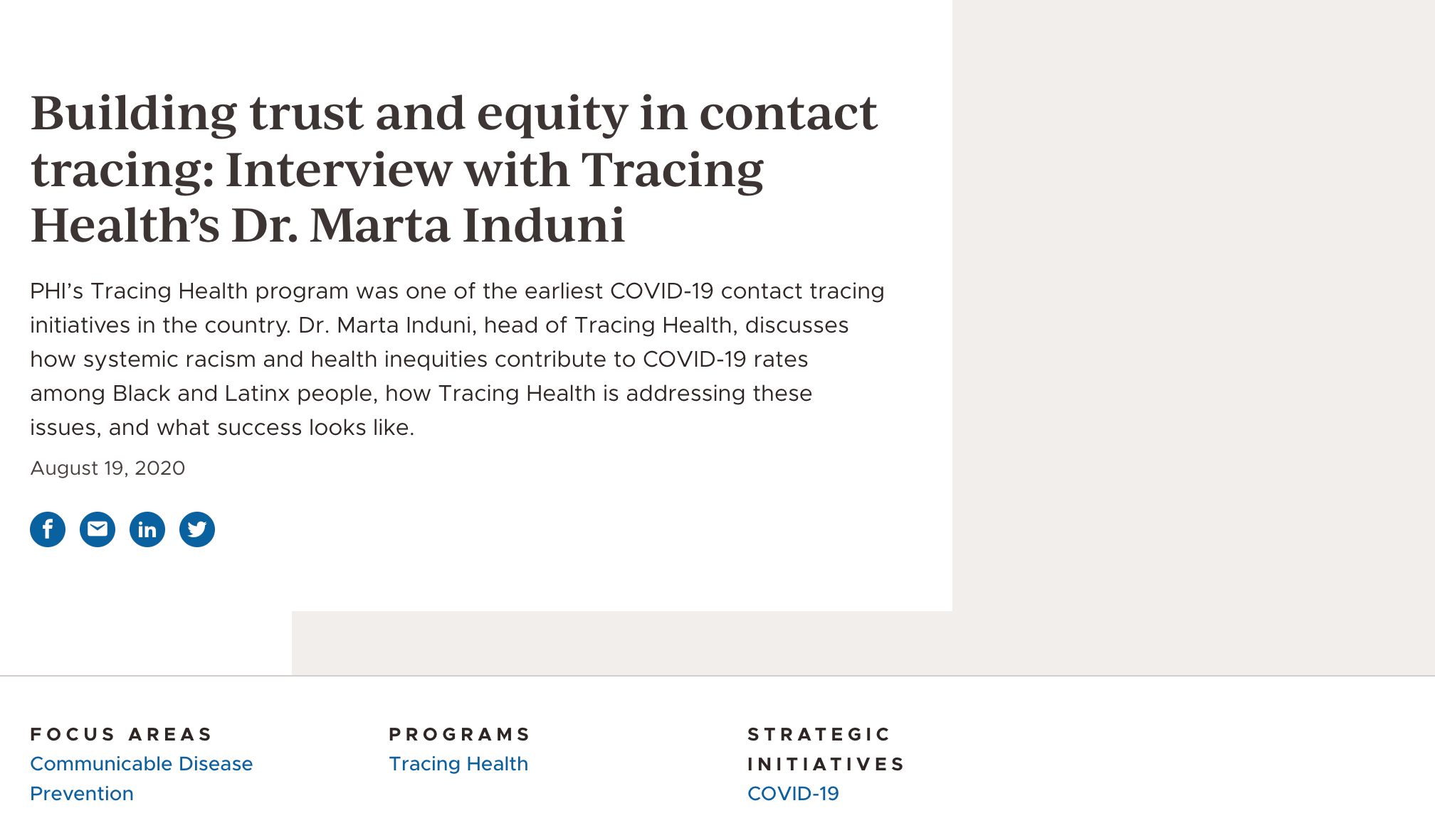 Building Trust and Equity in Contact Tracing: Interview with Tracing Health's Dr. Marta Induni ...